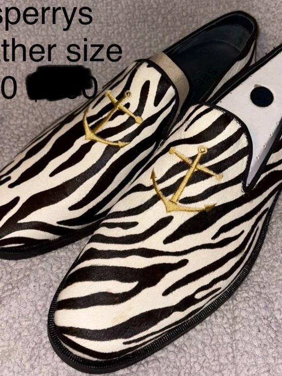 Sperry | Shoes | Sperry Black And White Zebraprint Slipon Loafers With ...